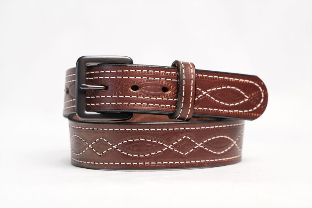Brown Figure 8 Stitch Leather Belt - Amish Made