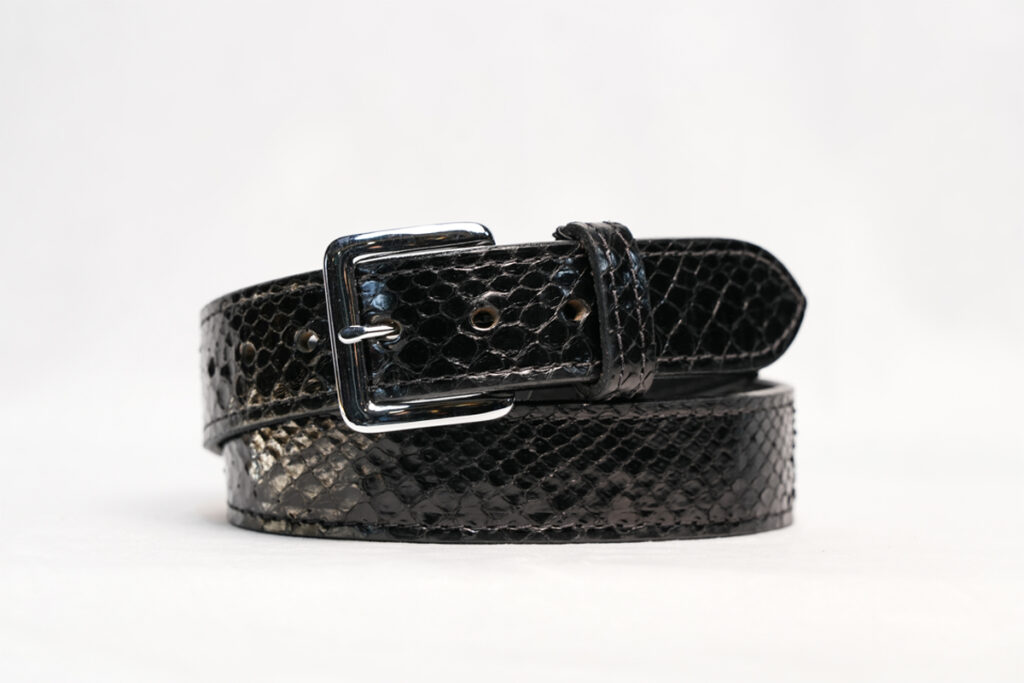 Python Black Leather Belt - Lambright Leather Company
