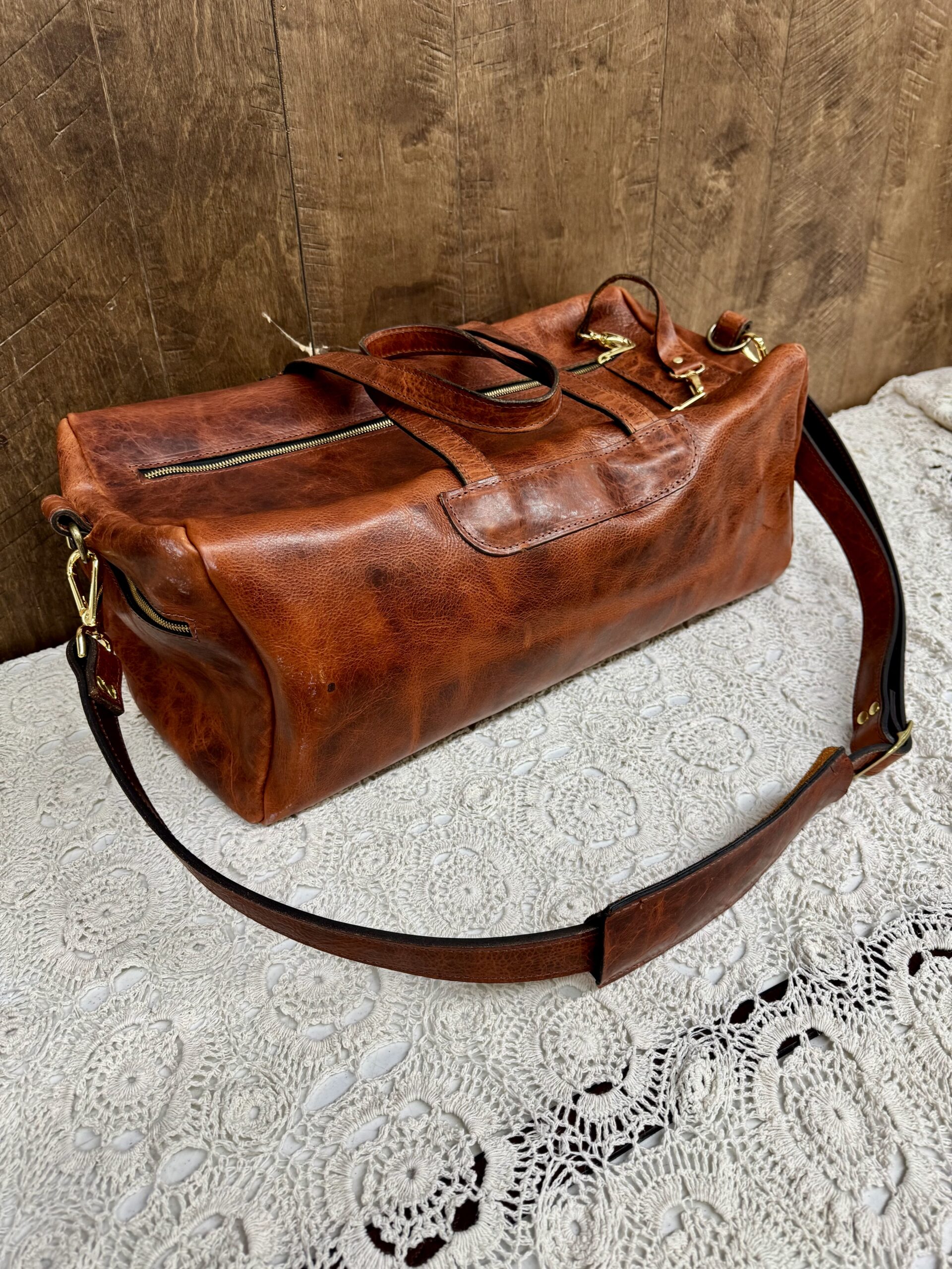 Leather Duffle Bag - Amish Made