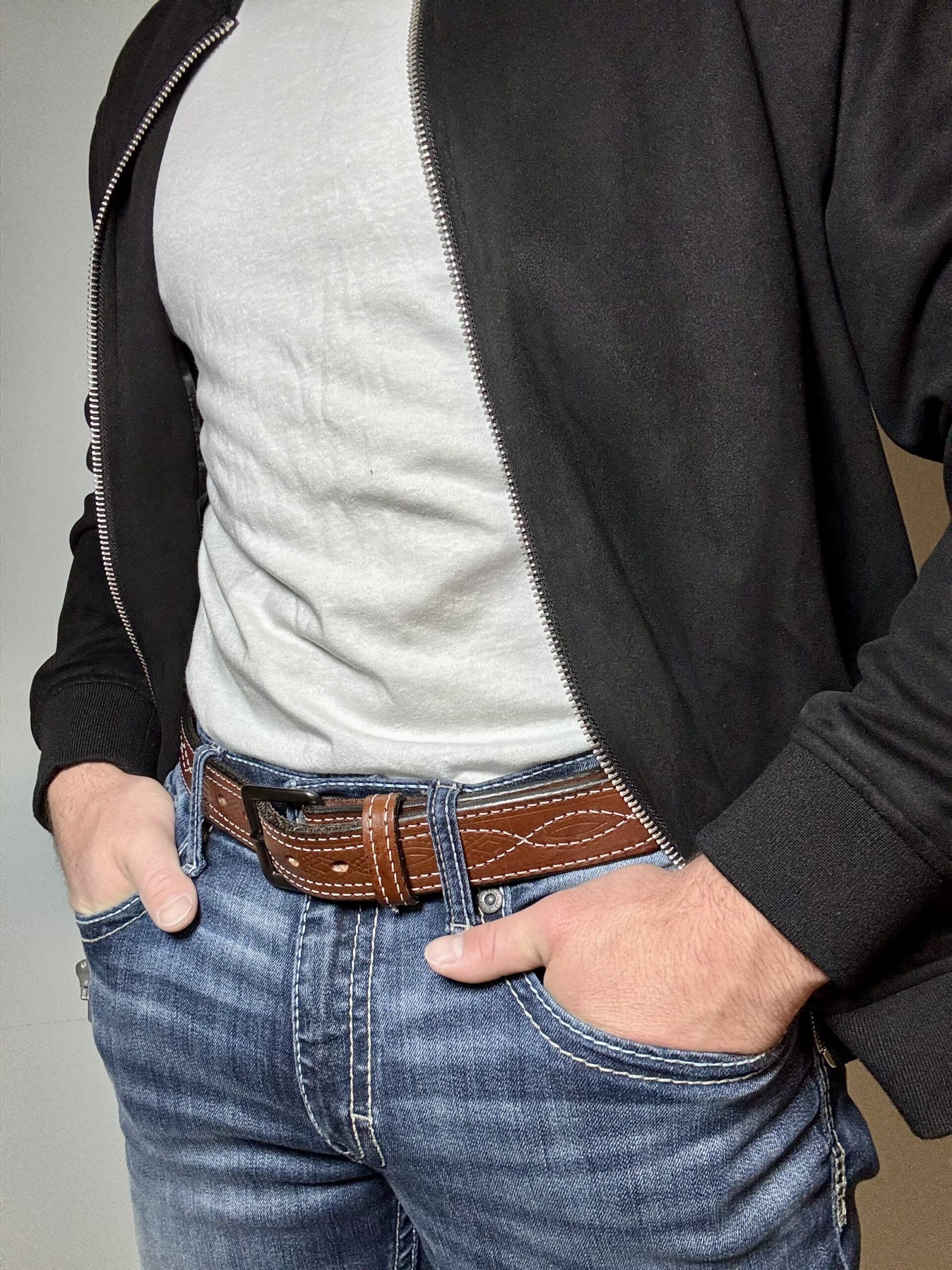 Brown Figure 8 Stitch Leather Belt - Amish Made