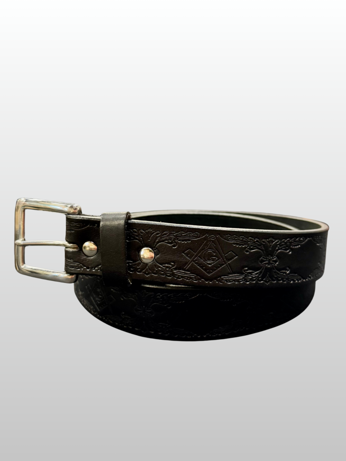 Black Freemason "Premium Heavy” Leather Belt - Amish Made